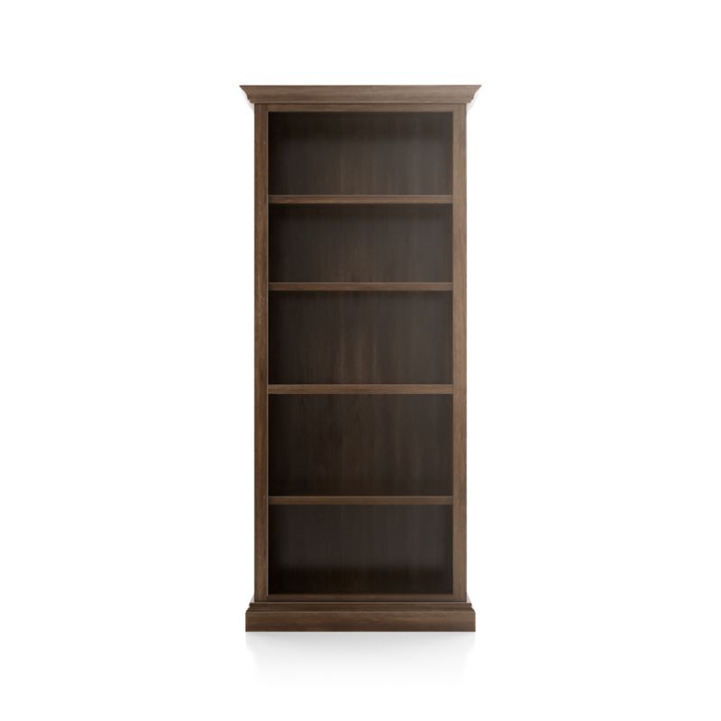 Cameo Nero Noce Open Bookcase with Full Crown | Crate and Barrel