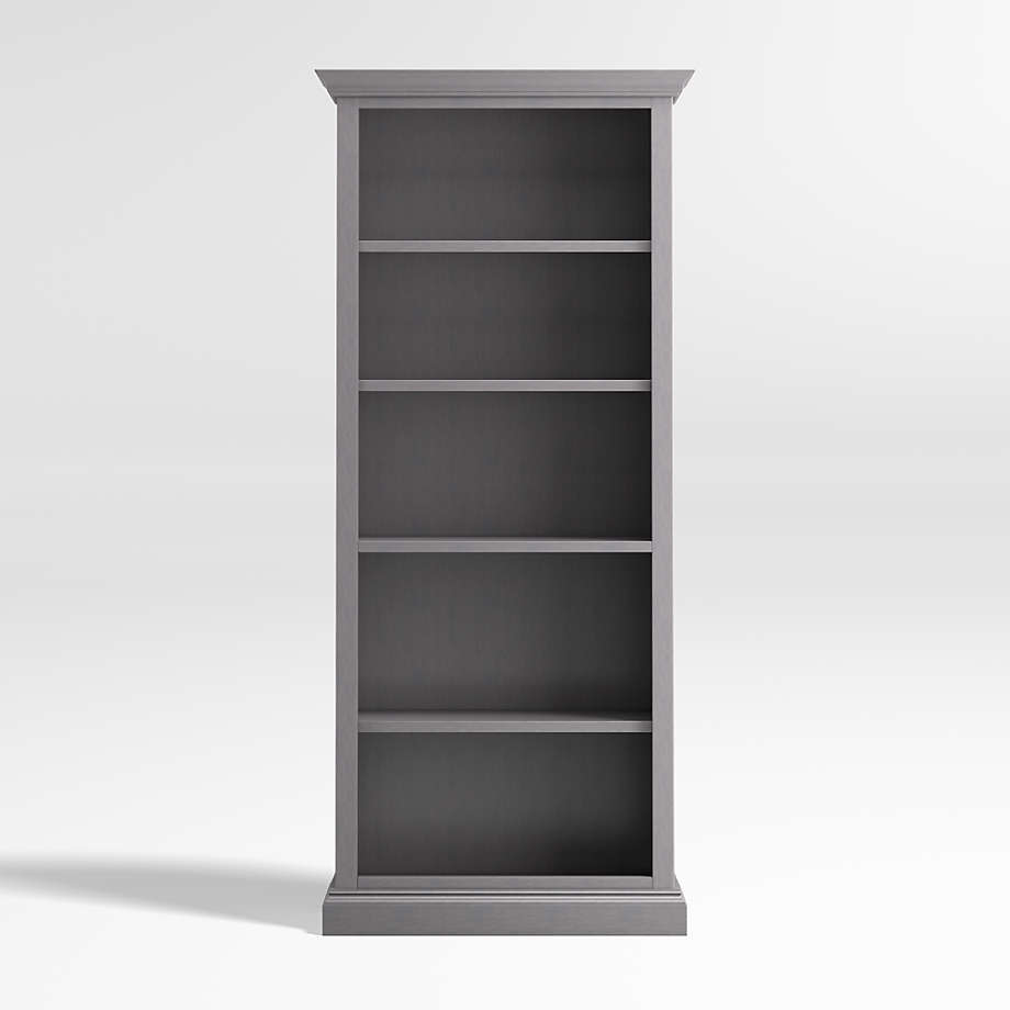 Cameo Dove Grey Open Bookcase with Full Crown + Reviews | Crate & Barrel