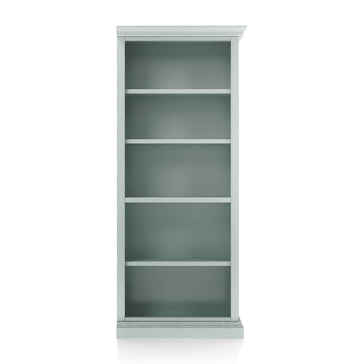 Cameo Blue Grey Open Bookcase with Right Crown | Crate & Barrel