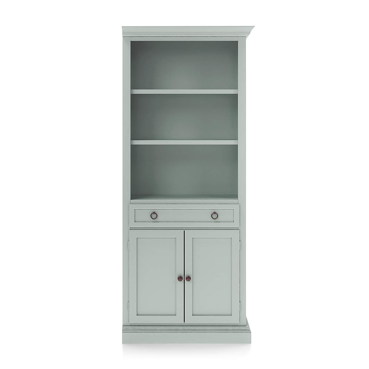 Cameo Blue Grey Storage Bookcase with Right Crown | Crate & Barrel