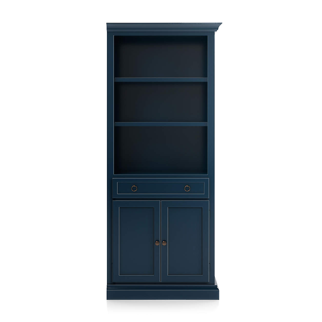 Cameo Indigo Storage Bookcase with Right Crown | Crate & Barrel