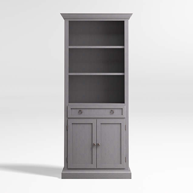 Cameo Dove Grey Open Bookcase with Full Crown + Reviews | Crate & Barrel