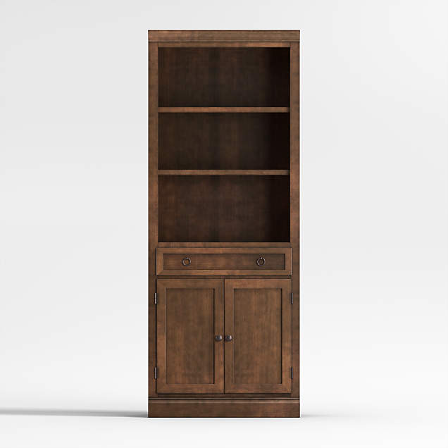 Cameo Nero Noce Storage Bookcase with Left Crown | Crate & Barrel