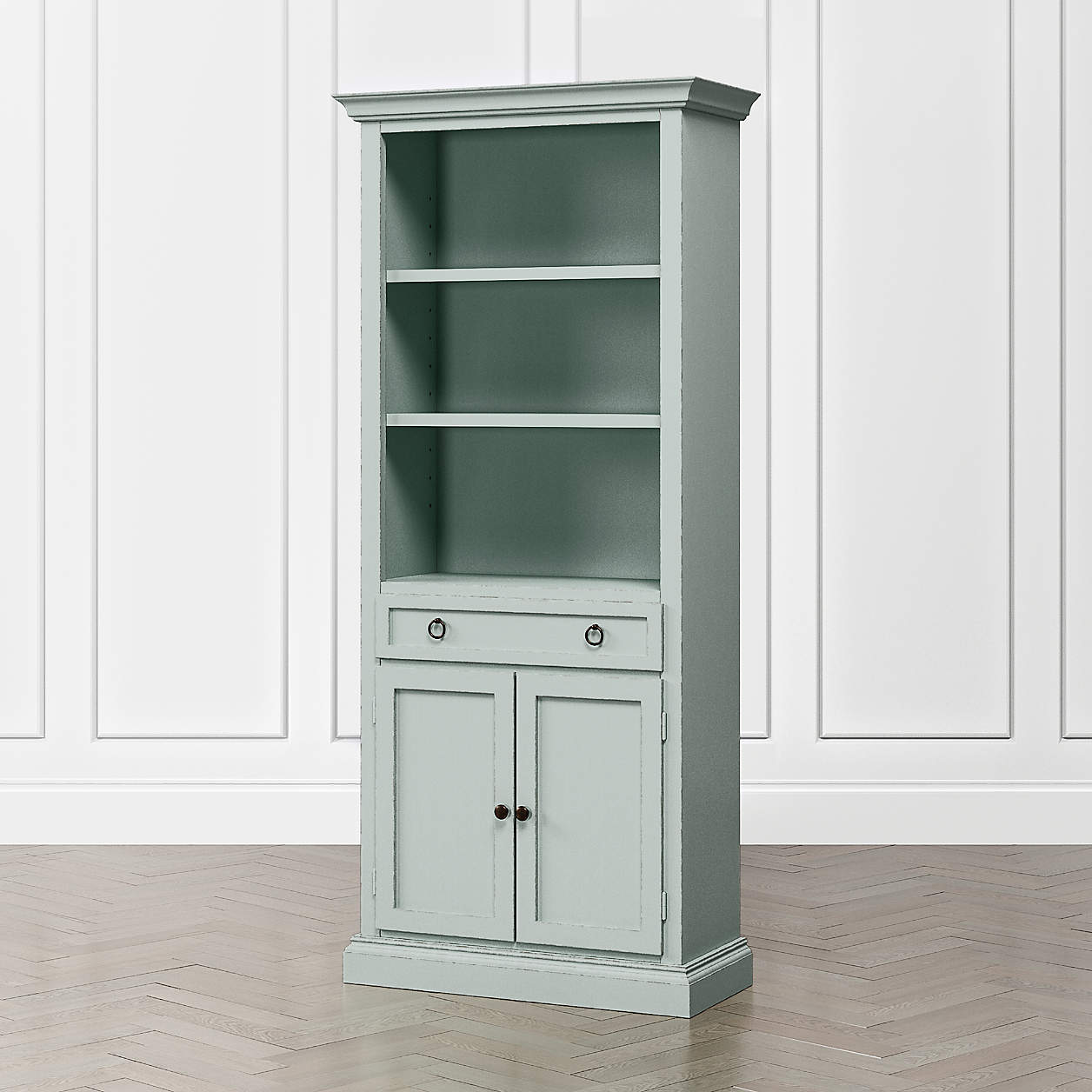 Cameo Blue Grey Storage Bookcase with Full Crown + Reviews | Crate ...