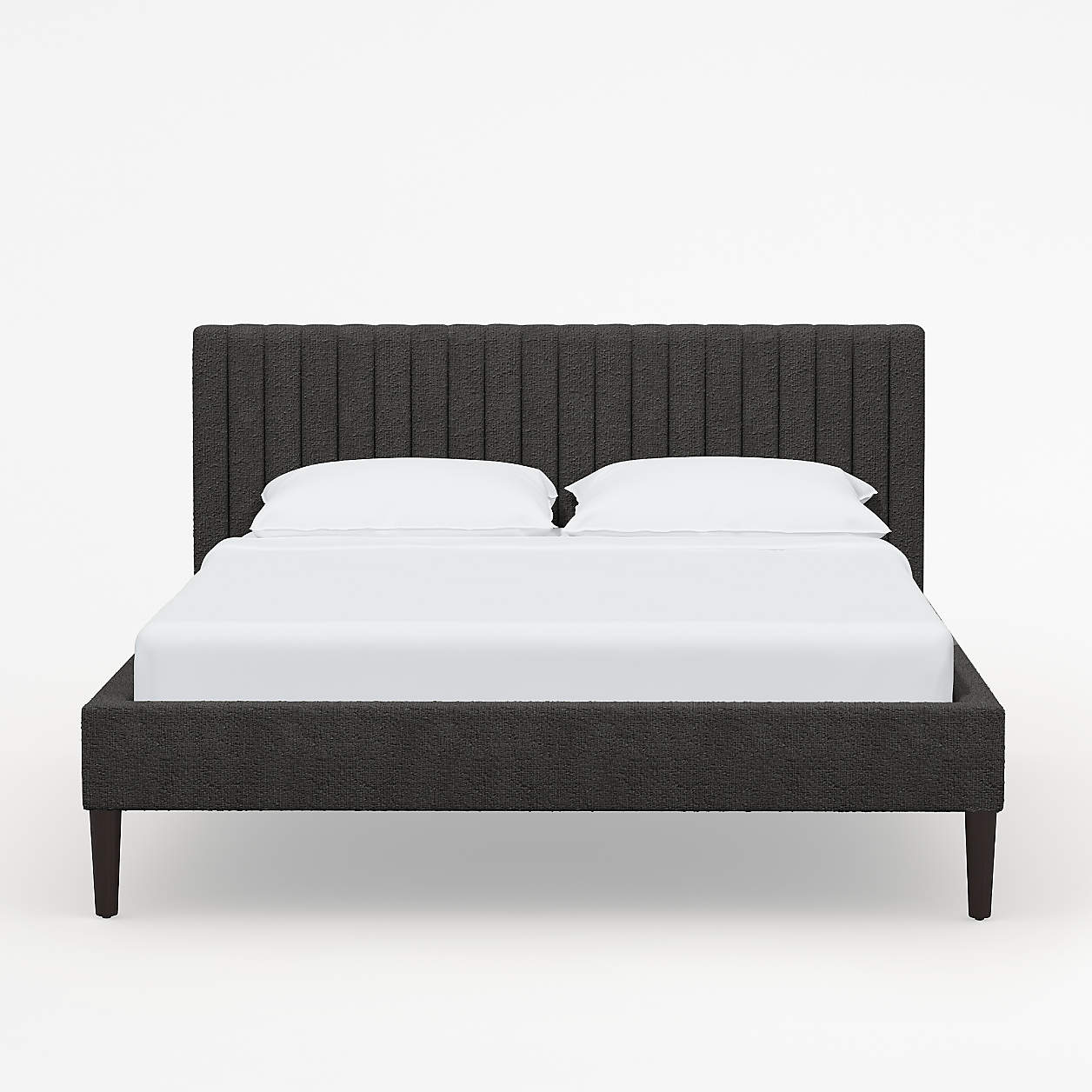 Camilla Full Boucle Smoke Channel Bed + Reviews | Crate & Barrel
