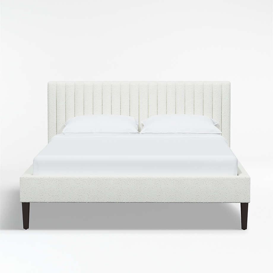 Camilla California King White Boucle Channel Bed + Reviews | Crate & Barrel