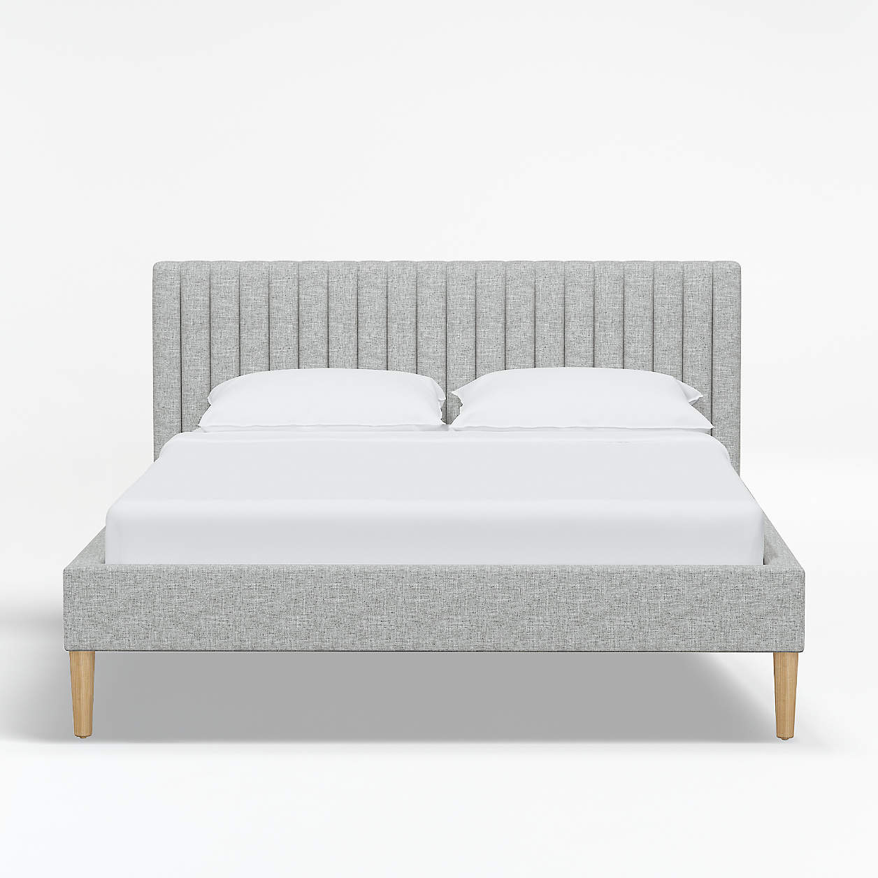 Camilla Linen Pumice Channel Bed | Crate & Barrel