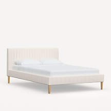 Camilla California King Linen White Channel Bed + Reviews | Crate & Barrel