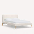 Camilla Queen Linen White Channel Bed + Reviews | Crate & Barrel