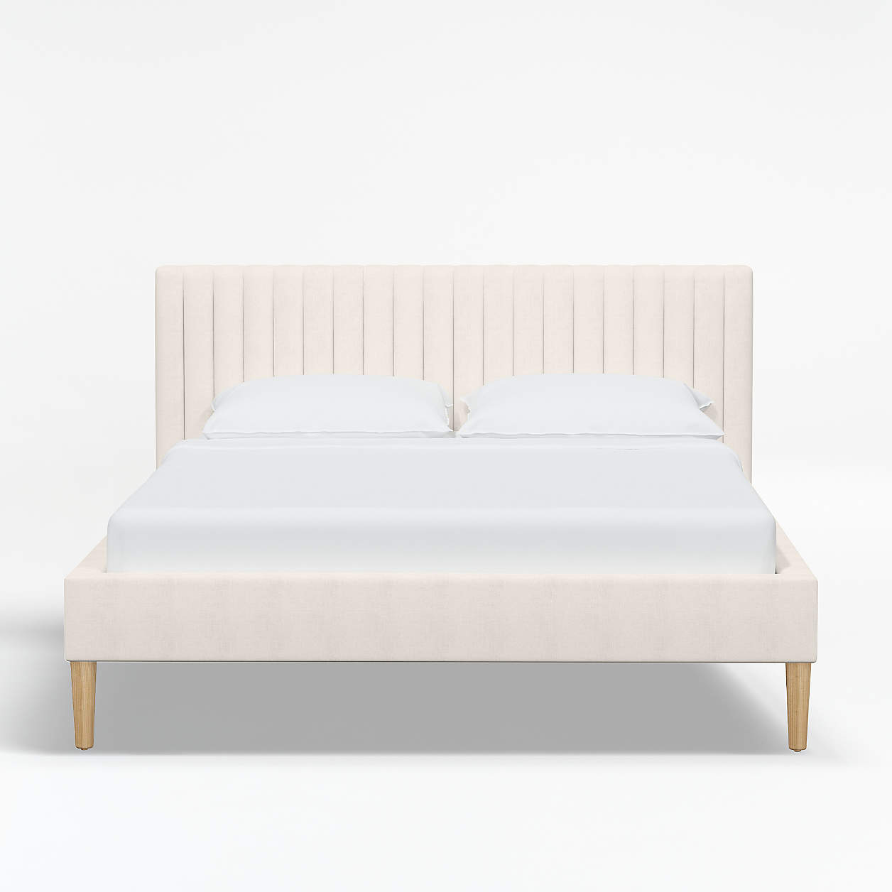 Camilla California King Linen White Channel Bed | Crate & Barrel