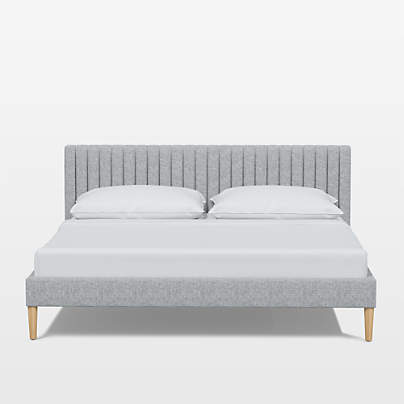 Camilla Full Linen Pumice Channel Bed | Crate & Barrel