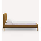 Camilla Twin Linen Caramel Brown Channel Bed + Reviews | Crate & Barrel