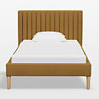 Camilla Twin Linen Caramel Brown Channel Bed + Reviews | Crate & Barrel