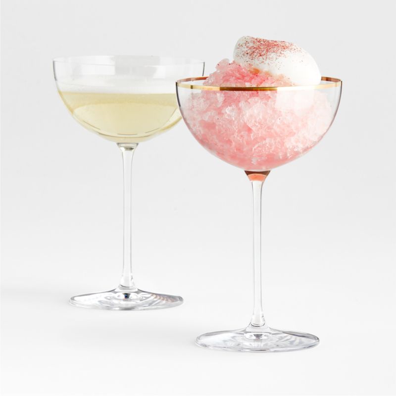 Camille 8-Oz. Gold Rim Coupe Glass + Reviews | Crate & Barrel