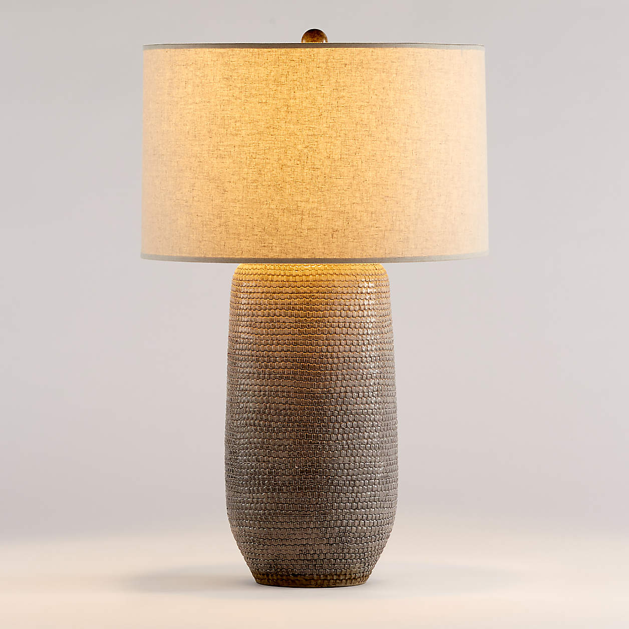 Cane Grey Ceramic Table Lamp Bedroom Lighting | Crate & Barrel