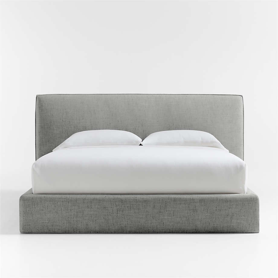 Capri Charcoal Grey Slipcovered King Bed + Reviews | Crate & Barrel
