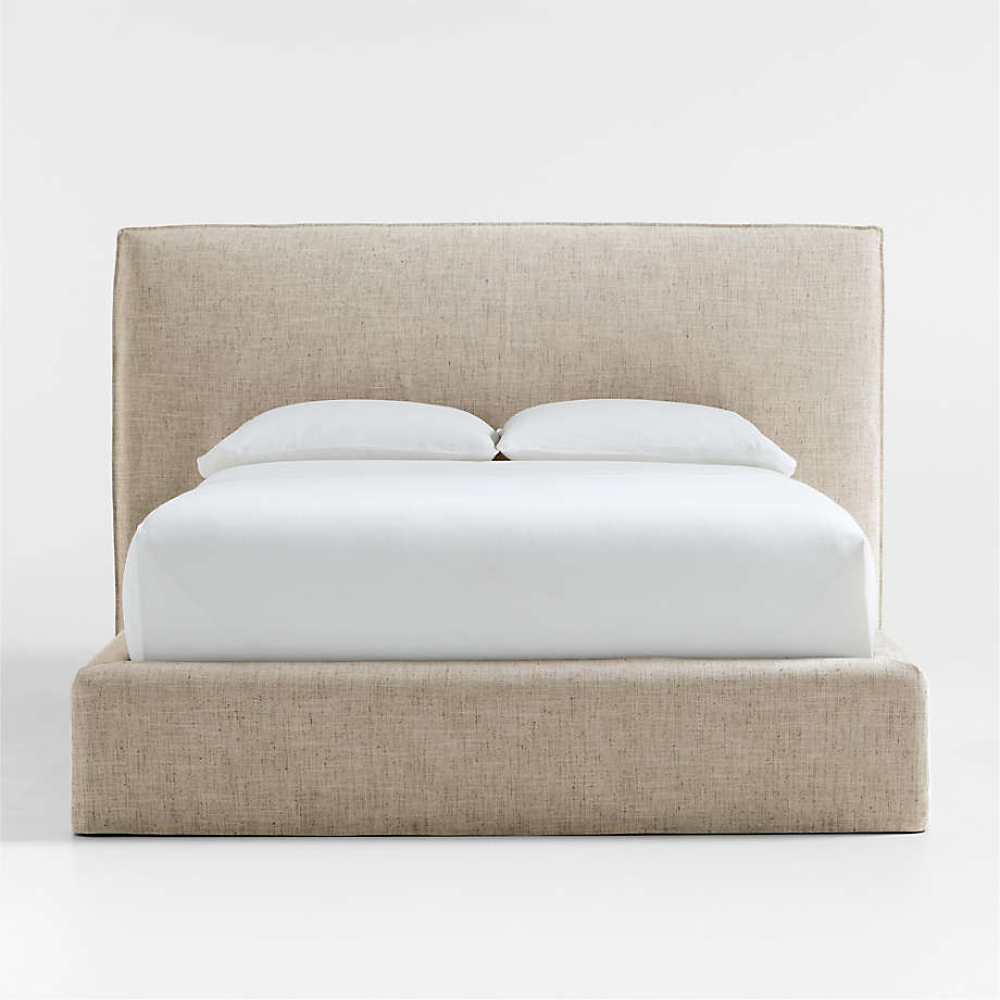 Capri Wheat Slipcovered Queen Bed + Reviews | Crate & Barrel