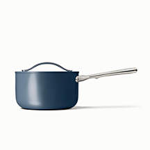 Caraway Home Navy Non-Stick Ceramic Saucepan + Reviews | Crate & Barrel