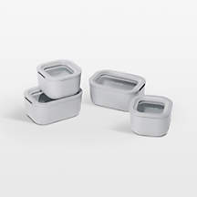 Caraway Grey Mini 9-Piece Ceramic-Coated Glass Food Storage Container ...