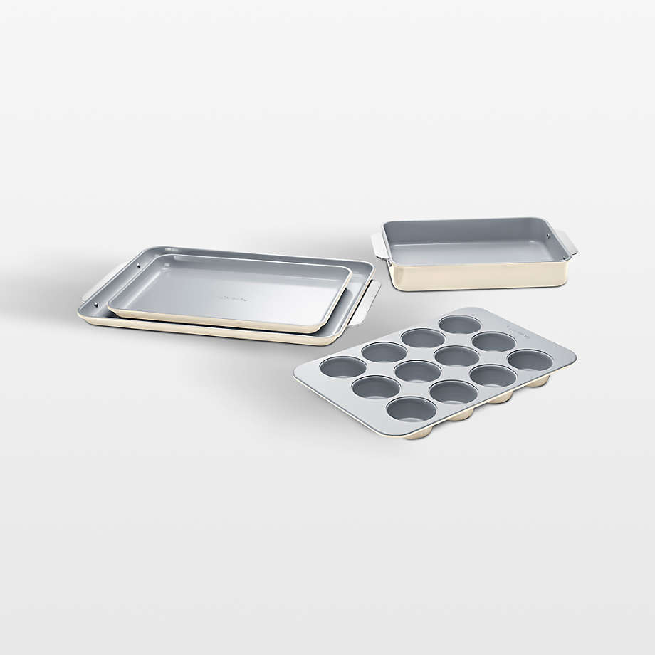Caraway Cream Non-Toxic Ceramic Non-Stick Mini Bakeware Set | Crate ... Caraway Cream Non-Toxic Ceramic Non-Stick Mini Bakeware Set | Crate ...