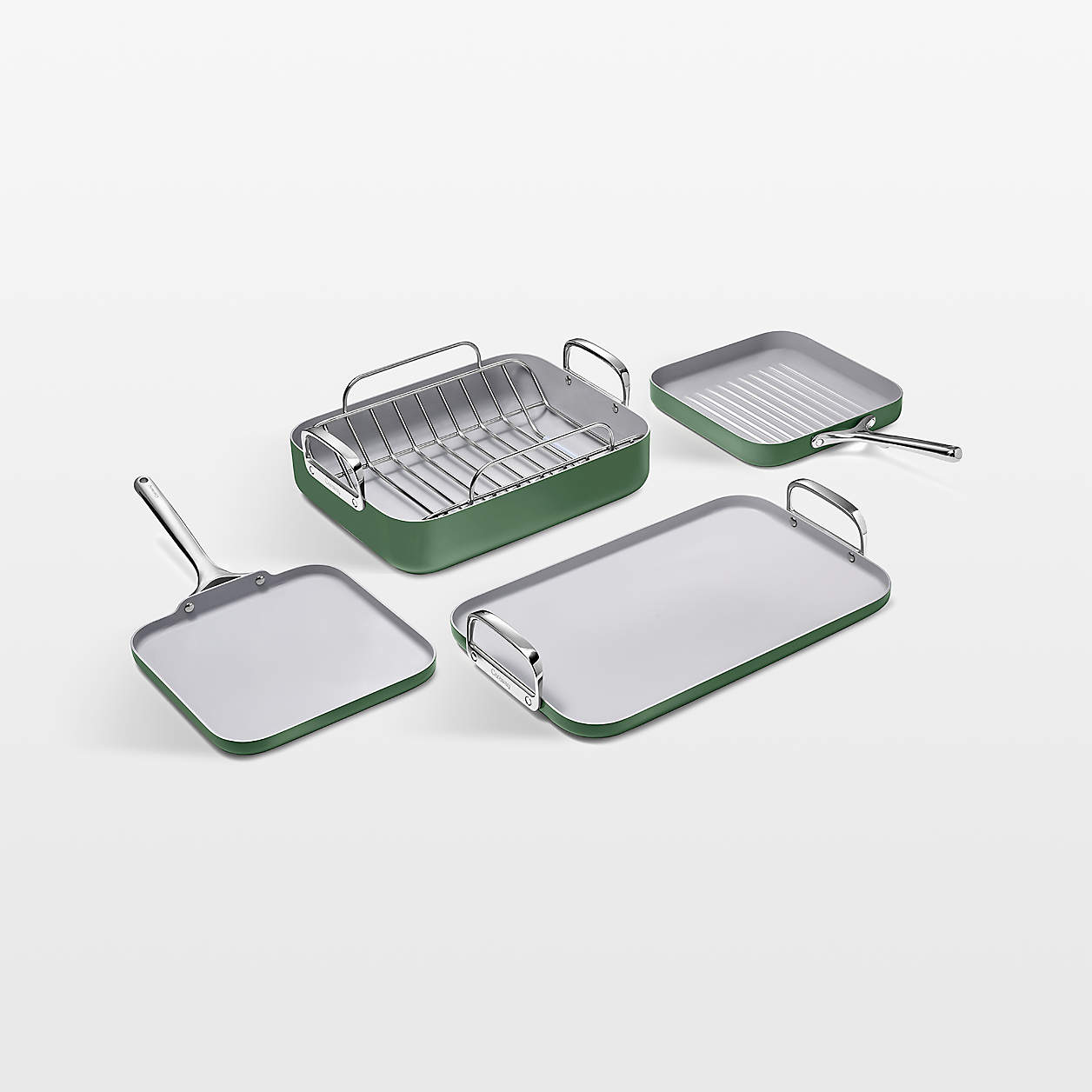 Caraway Sage Ceramic Non-Stick 5-Piece Cookware Set + Reviews | Crate ...