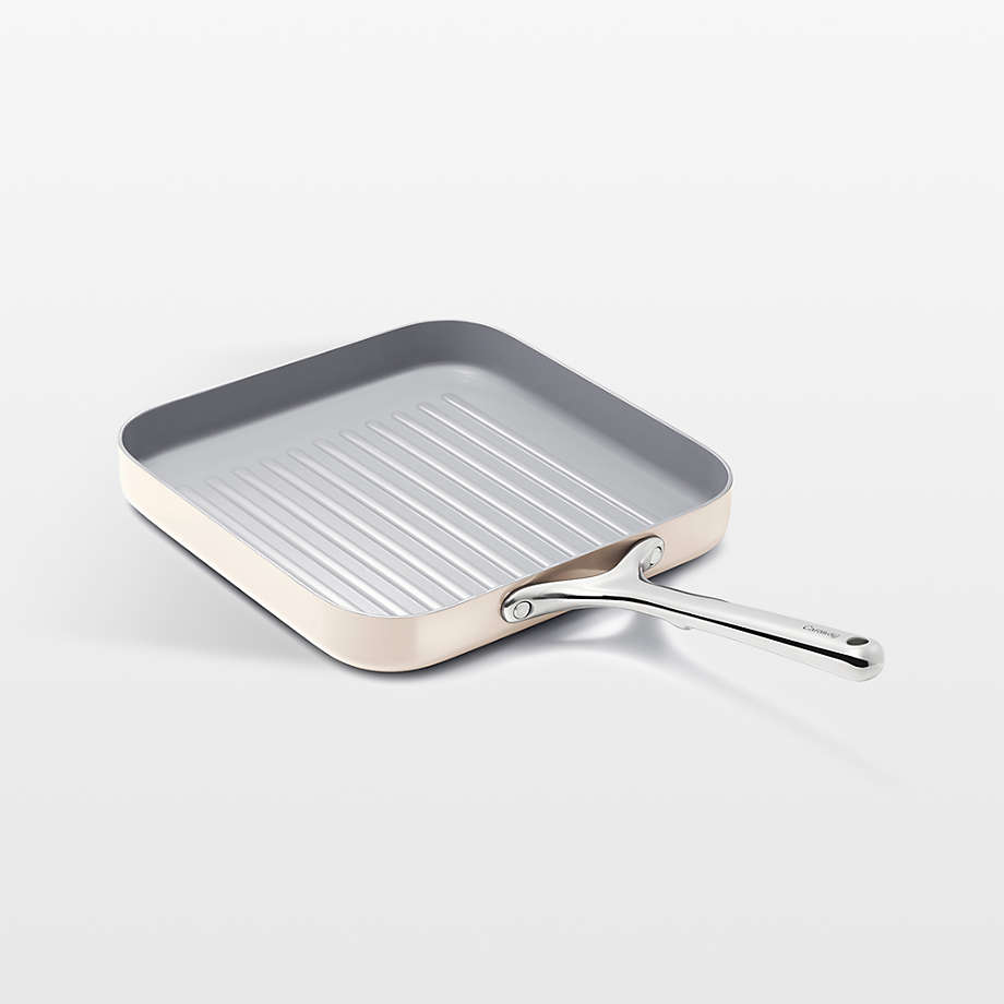 Caraway Cream Ceramic Non-Stick Square Grill Pan + Reviews | Crate & Barrel