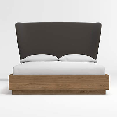 Ronin Queen Headboard with Batten Plinth-Base Bed Felt Grey | Crate ...