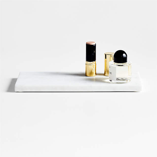 Eli White Ceramic Vanity Tray + Reviews | Crate & Barrel