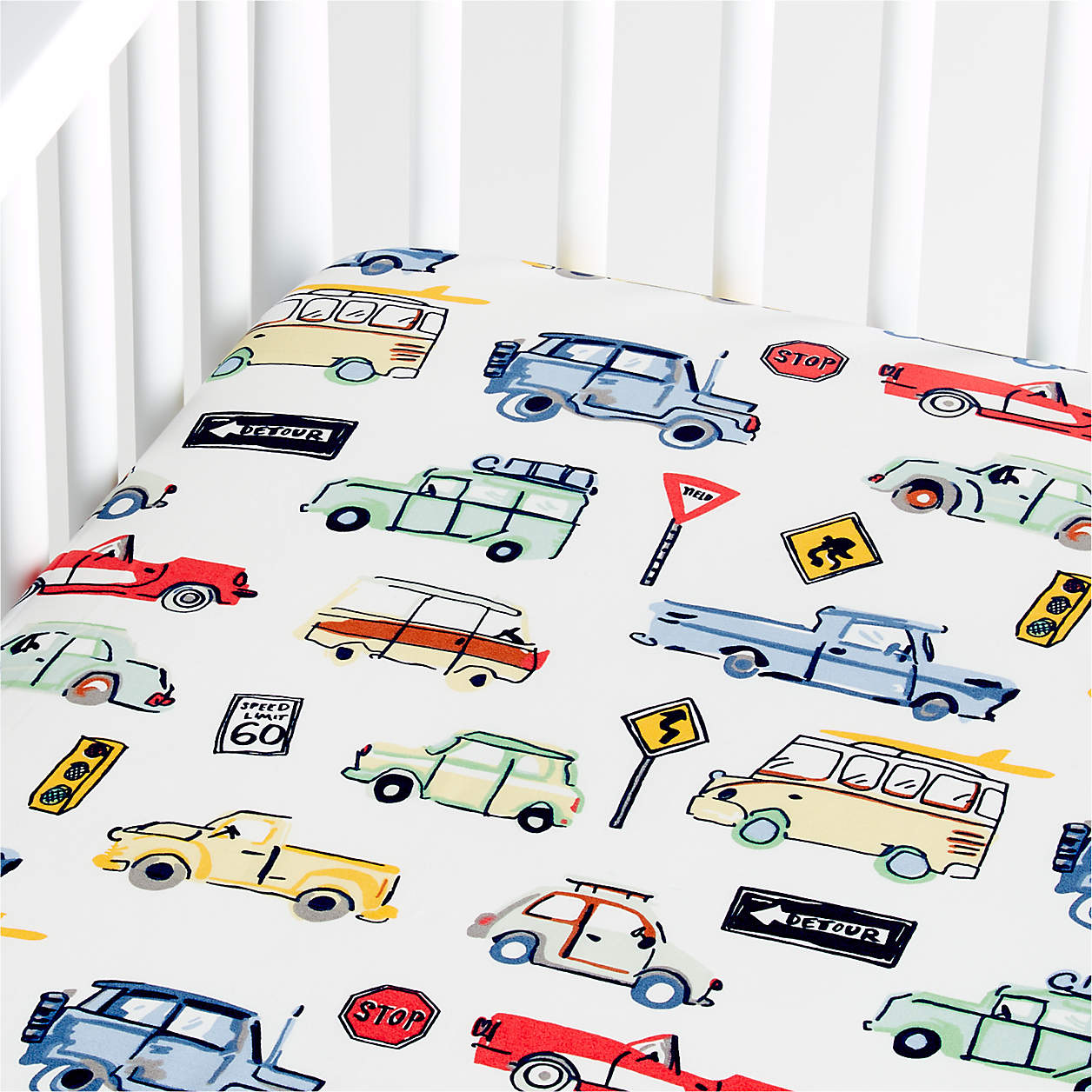 Organic Cars Fitted Baby Crib Sheet + Reviews | Crate & Kids