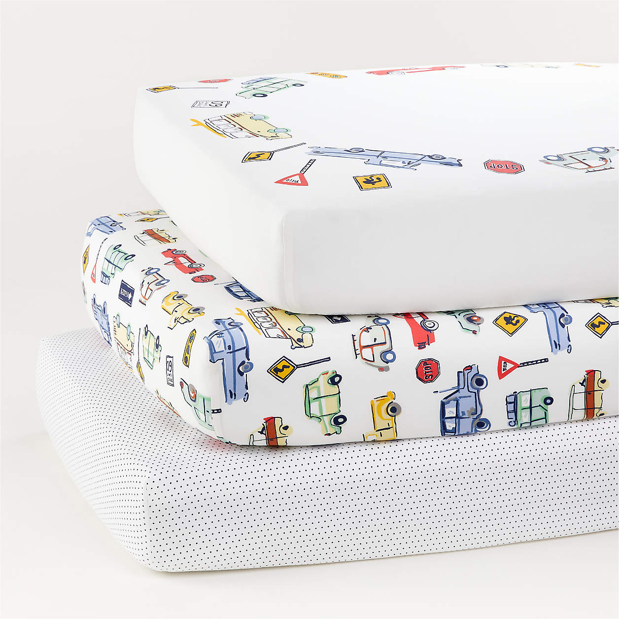 Organic Cars Fitted Sheet, Set of 3 | Crate & Kids