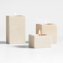 Carter Small Sandstone Tealight Candle Holder + Reviews | Crate & Barrel