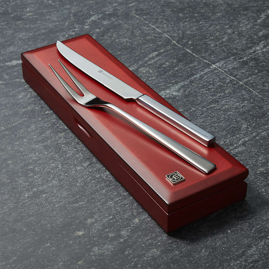 Wusthof Stainless Steel Carving Set in Rosewood Box + Reviews | Crate ...