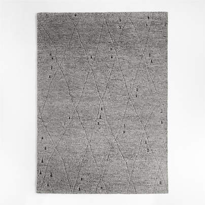 Agen Wool Grid Light Grey Area Rug 8'x10' + Reviews | Crate & Barrel
