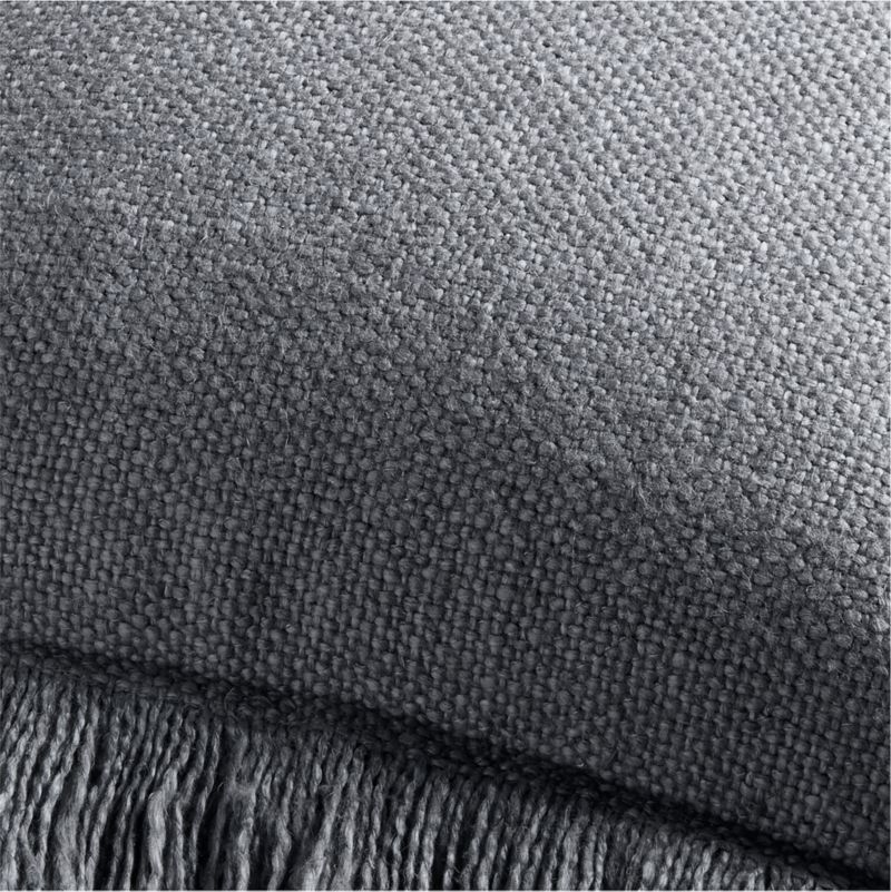 Casual Textured Fringe 23"x23" Smoke Blue Throw Pillow with Feather ...