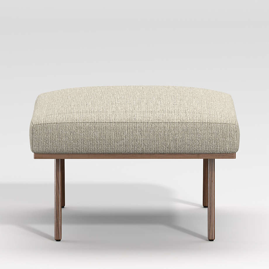 Cavett Channel Walnut Wood Frame Ottoman + Reviews | Crate & Barrel