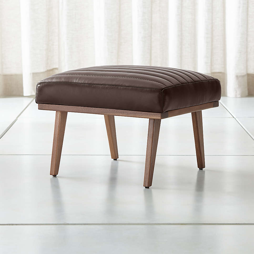 Brown Leather Ottomans | Crate & Barrel