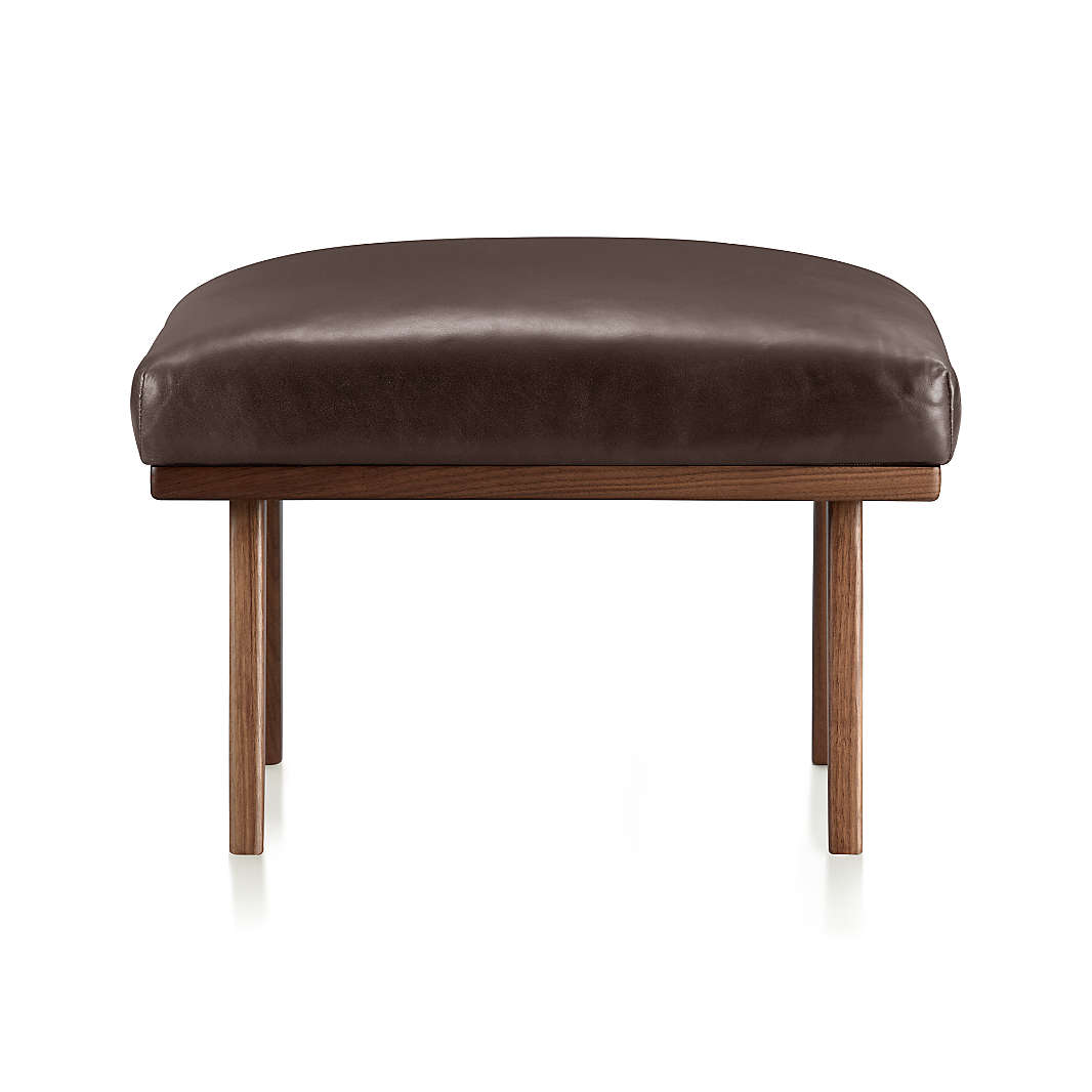 Brown Leather Ottomans | Crate & Barrel