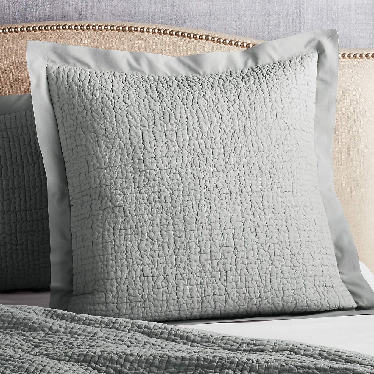 Celeste Grey Organic Cotton Euro Sham + Reviews | Crate & Barrel Canada