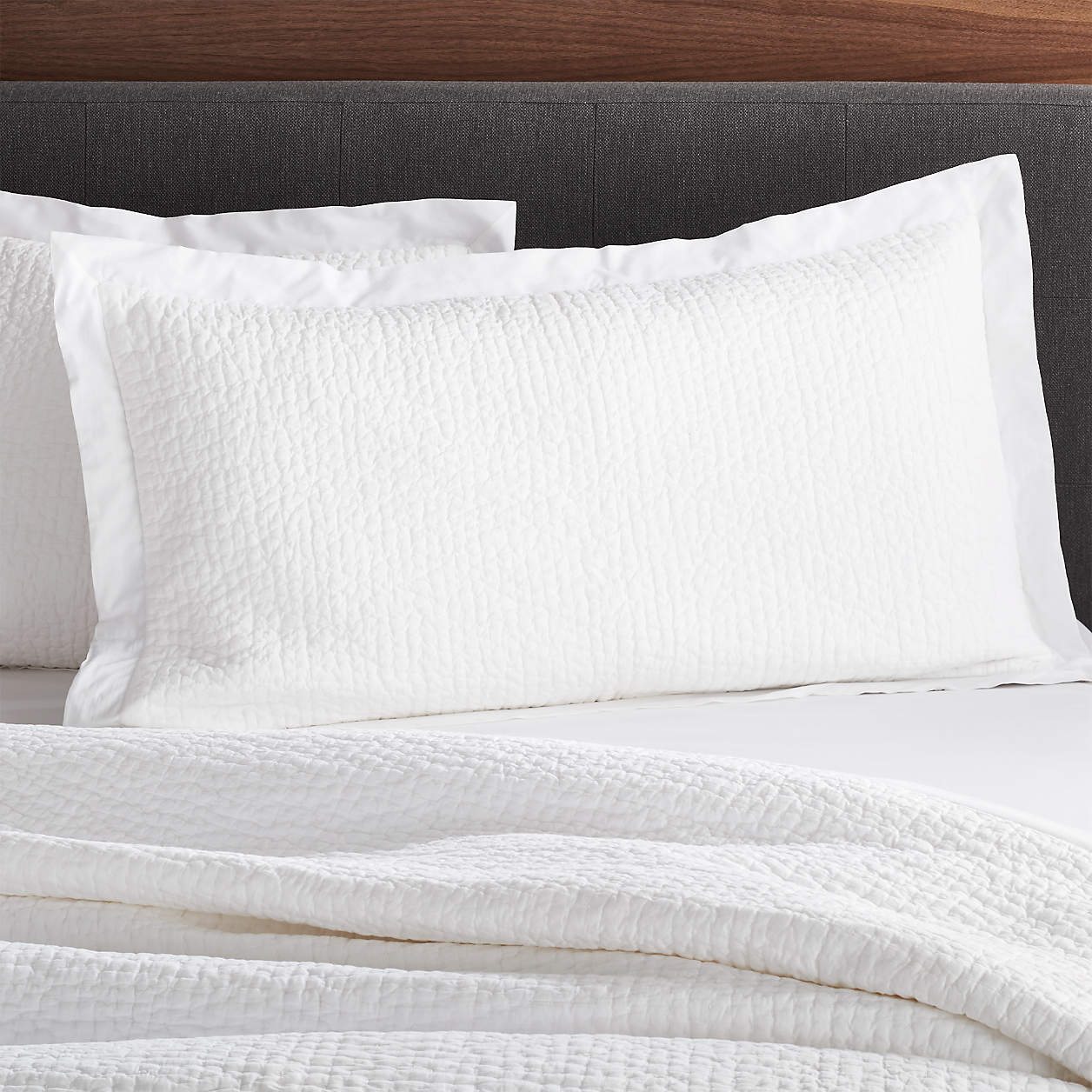 Celeste White Organic Cotton King Sham + Reviews | Crate & Barrel