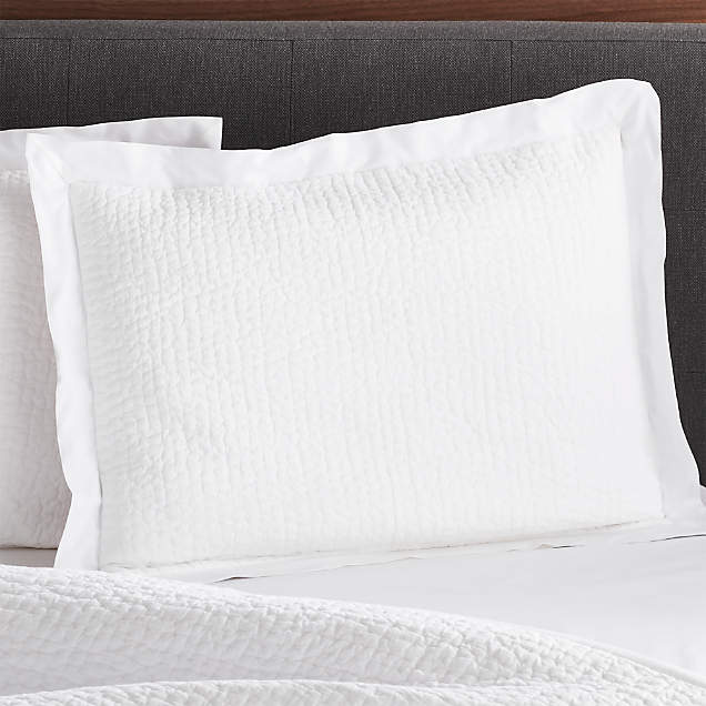 Doret White Jersey Standard Sham + Reviews | Crate & Barrel