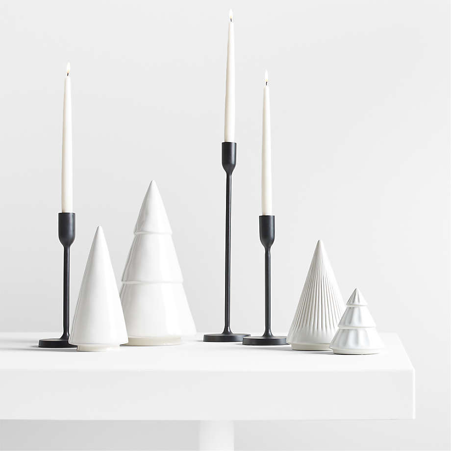 Ceramic Tree and Metal Taper Holder Tablescape Set | Crate & Barrel