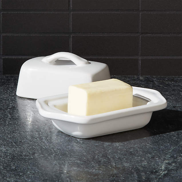 French Kitchen White Marble Covered Butter Dish + Reviews | Crate ...