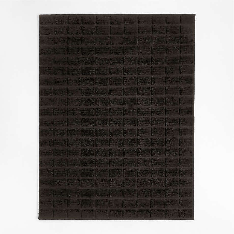 Chatou Wool Brick Pattern Black Area Rug 9'x12' | Crate & Barrel