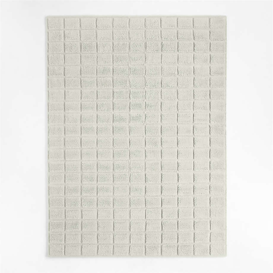 Chatou Wool Brick Pattern White Area Rug 10'x14' | Crate & Barrel