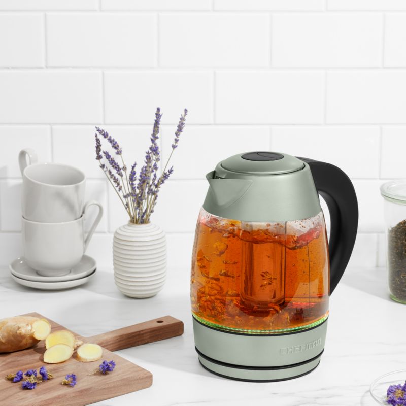 Chefman Easy-Steep Green Digital Kettle | Crate & Barrel