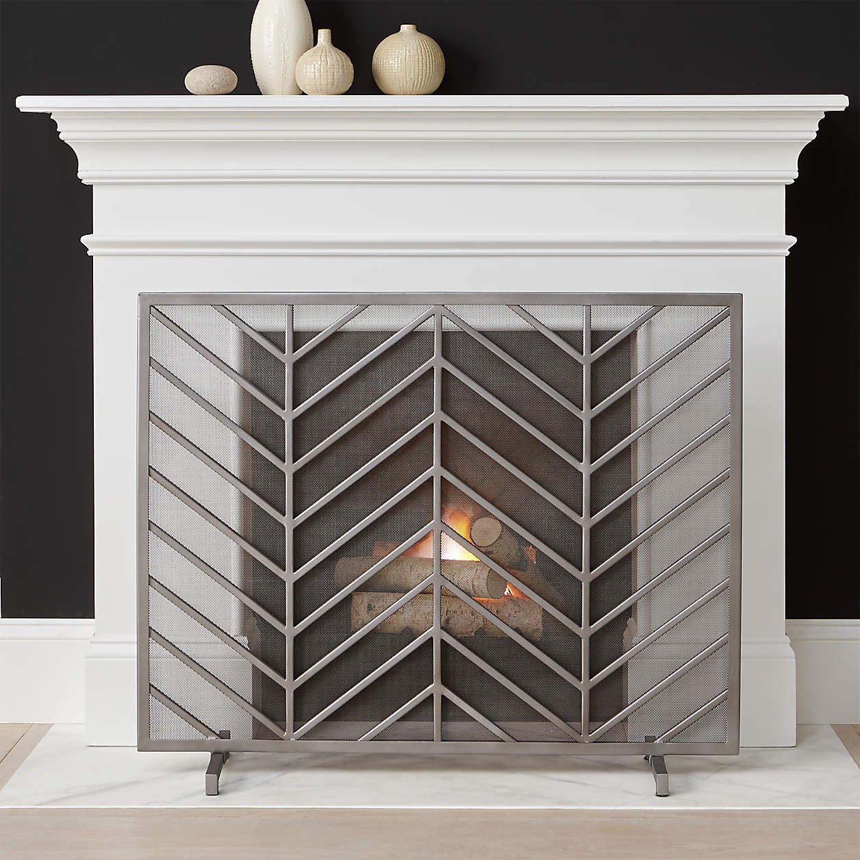 Chevron Fireplace Screen + Reviews | Crate & Barrel