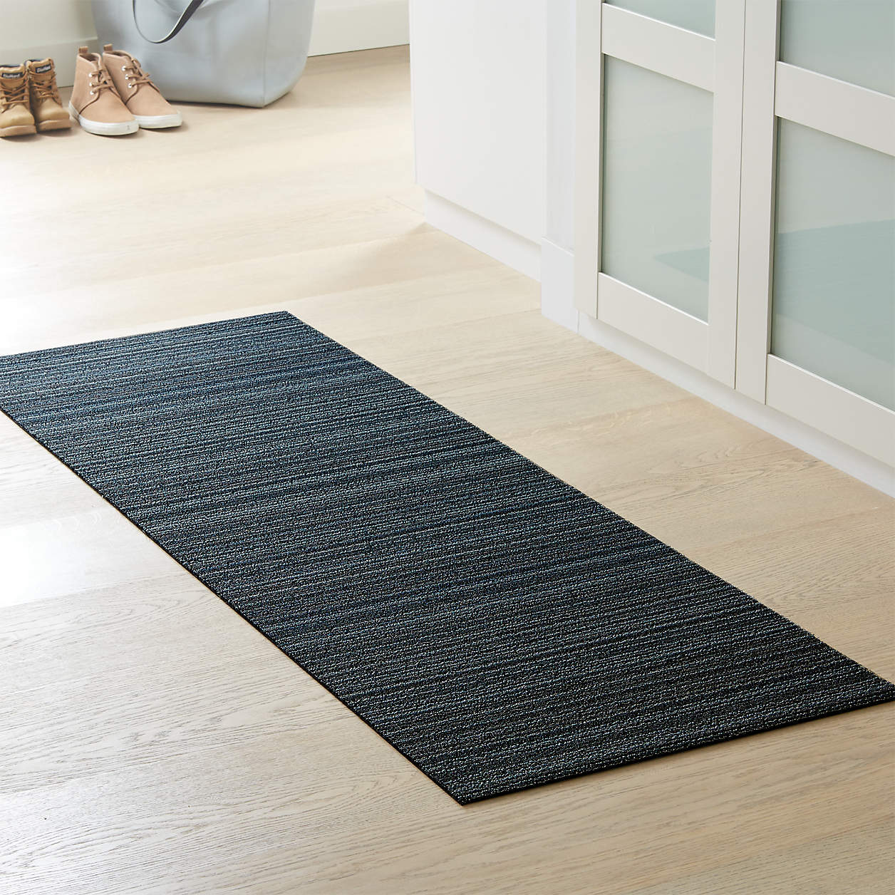 Chilewich Blue Stripe Woven Floormat 24"x72" + Reviews | Crate & Barrel