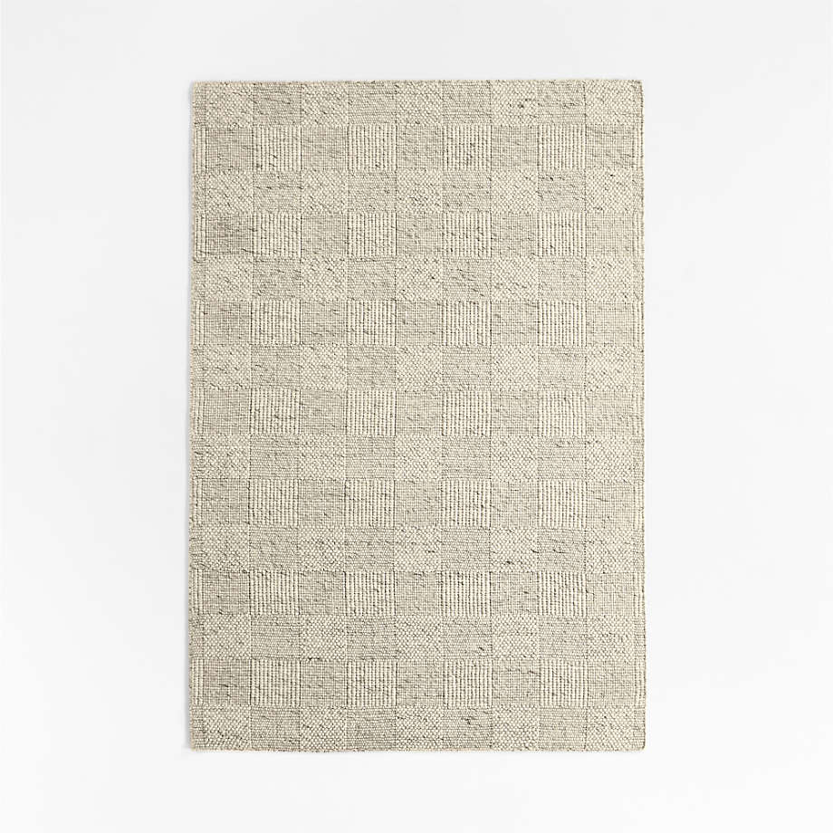 Chunky Squares Wool and Viscose Grey Kids Area Rug 5x8 | Crate & Kids