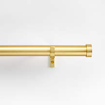Brass 1.5" Standard Curtain Rod and Round End Cap Finials Set 120"-170" + Reviews | Crate & Barrel