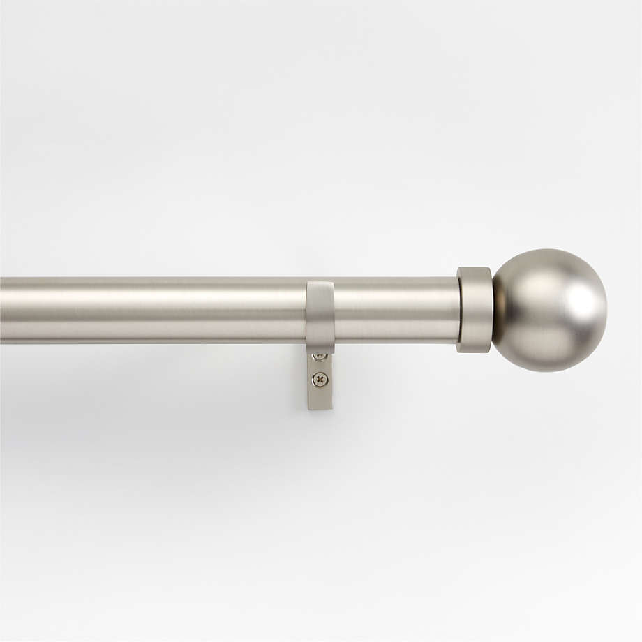 Brushed Nickel 1.5" Standard Curtain Rod and Large Round End Cap ...
